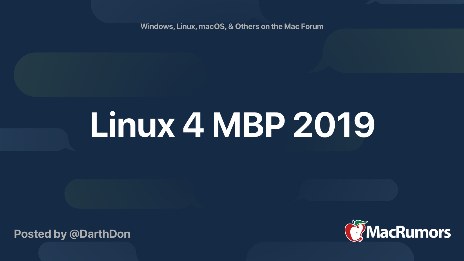 Linux 4 MBP 2019 | MacRumors Forums