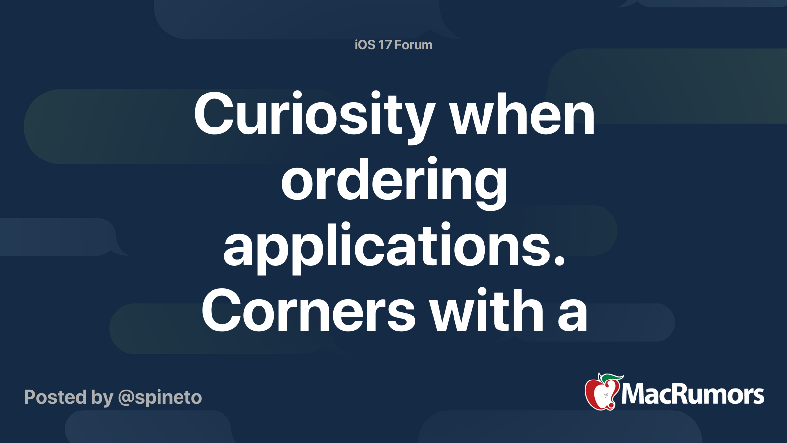 Curiosity When Ordering Applications Corners With A Different Performance Macrumors Forums 