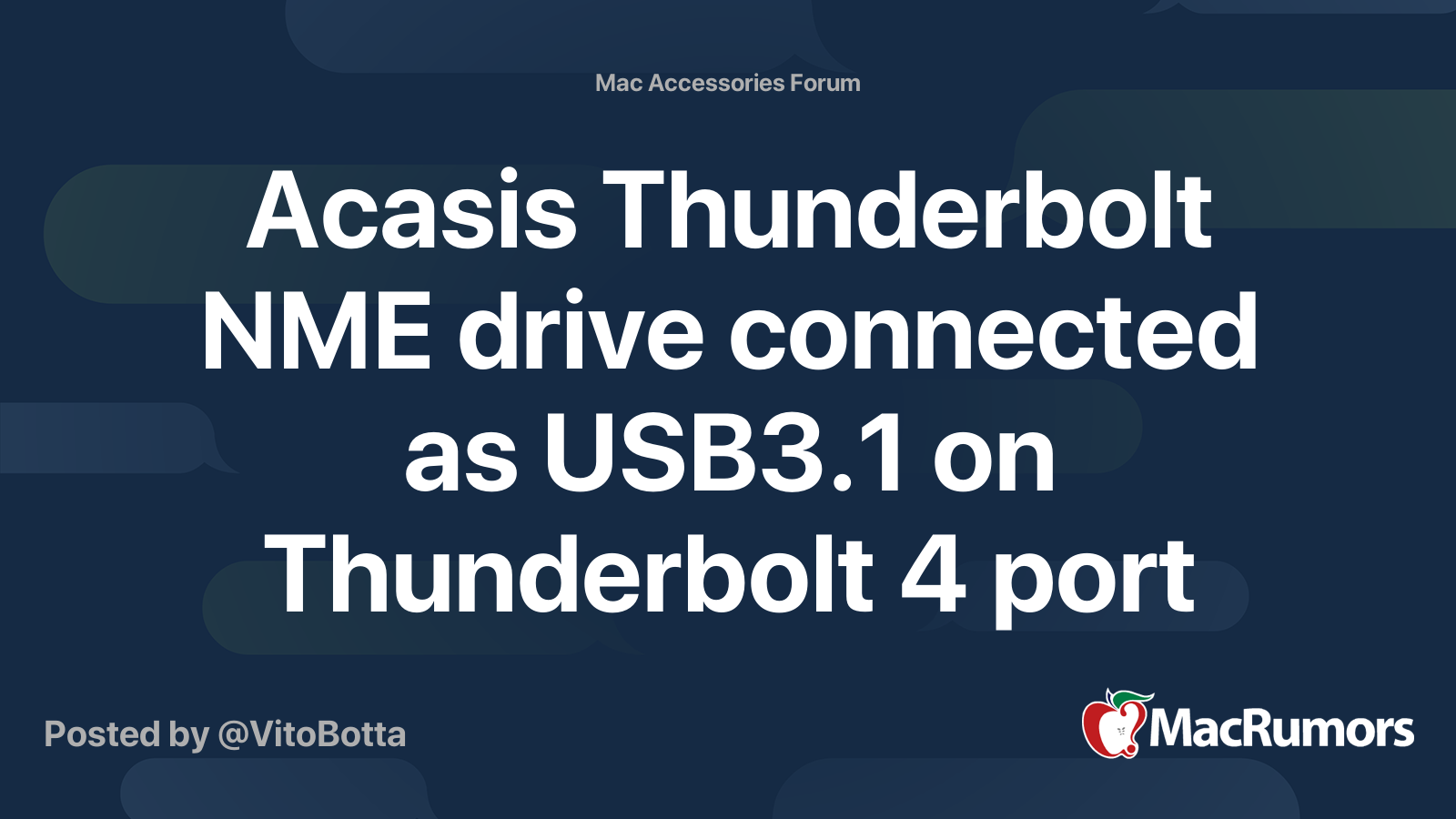 Acasis Thunderbolt NME drive connected as USB3.1 on Thunderbolt 4 port | MacRumors Forums
