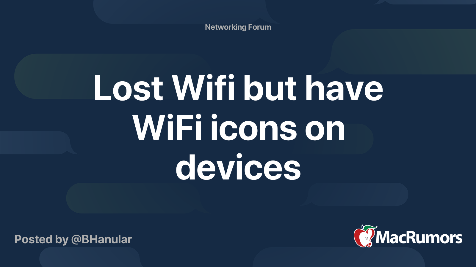 Lost Wifi but have WiFi icons on devices | MacRumors Forums
