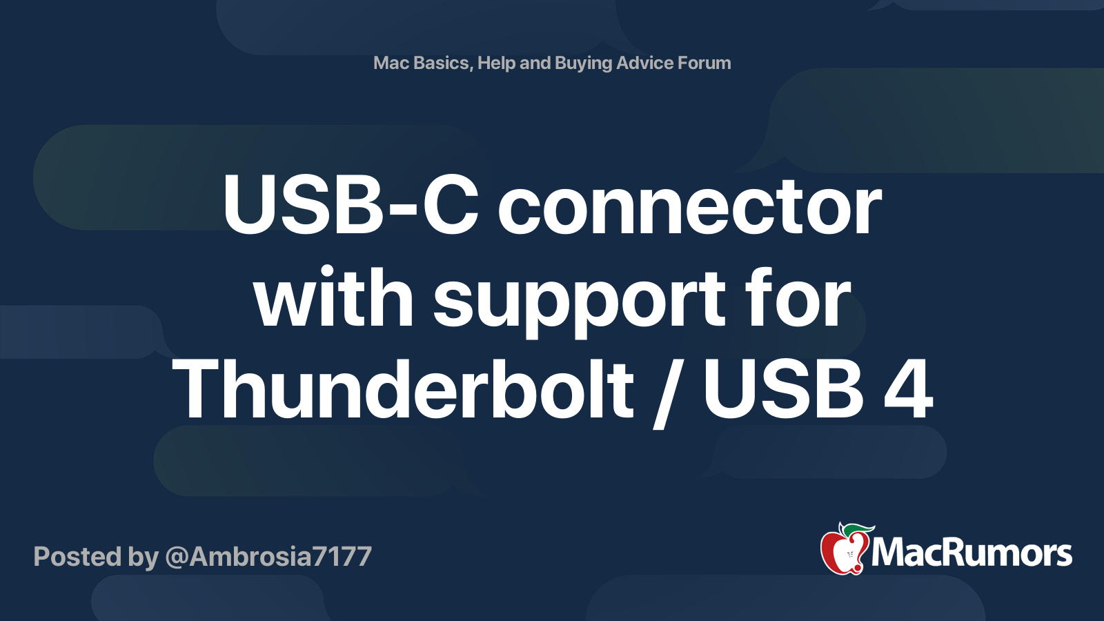 USB‑C connector with support for Thunderbolt / USB 4 | MacRumors Forums