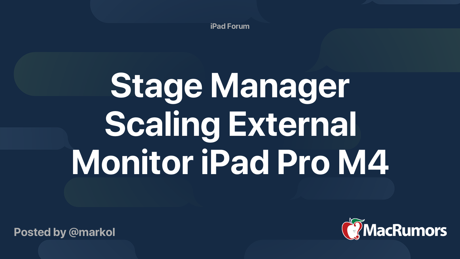 Stage Manager Scaling External Monitor iPad Pro M4 | MacRumors Forums