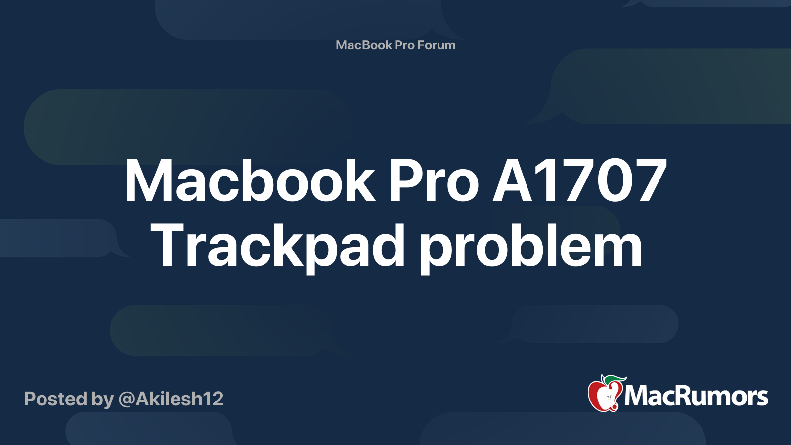 Macbook Pro A1707 Trackpad problem | MacRumors Forums