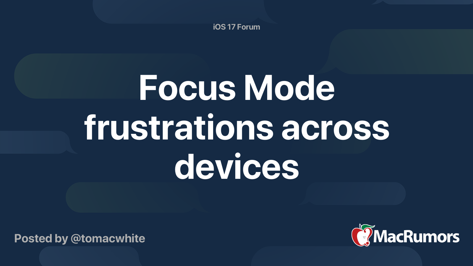 Focus Mode frustrations across devices | MacRumors Forums