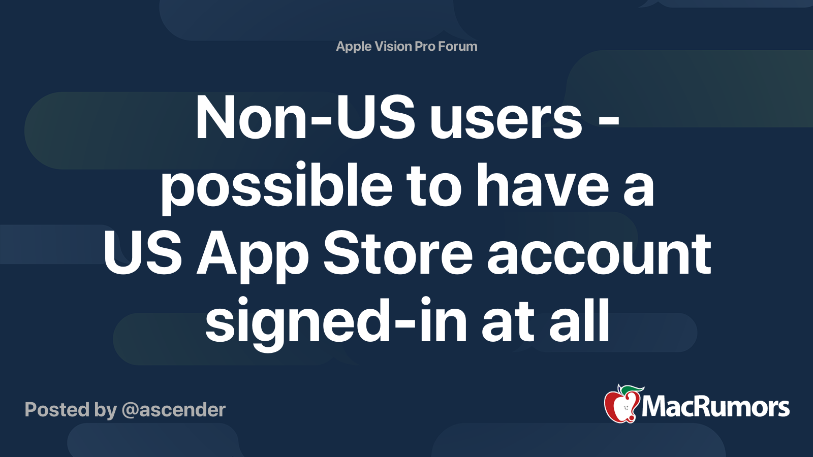 Non-US users - possible to have a US App Store account signed-in at all times? | MacRumors Forums