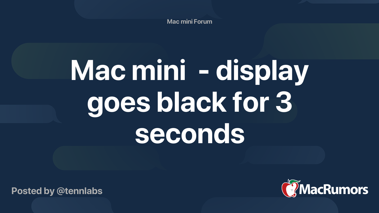 Mac mini - display goes black for 3 seconds | MacRumors Forums