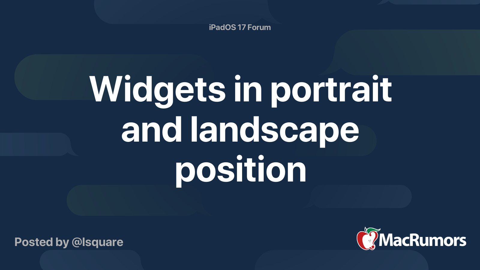 Widgets in portrait and landscape position | MacRumors Forums