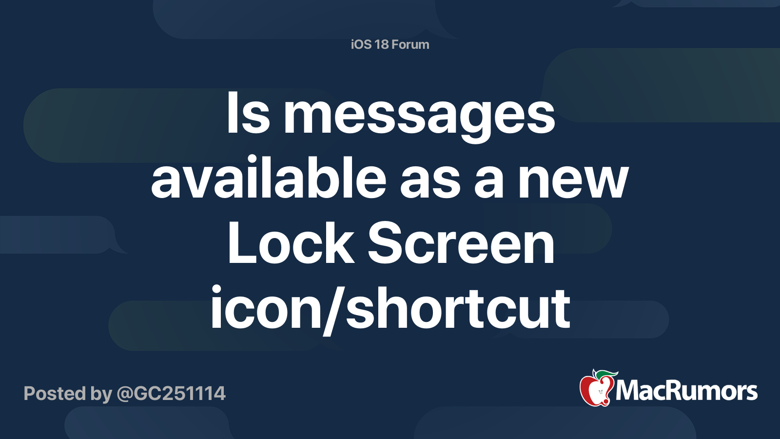 Is messages available as a new Lock Screen icon/shortcut | MacRumors Forums
