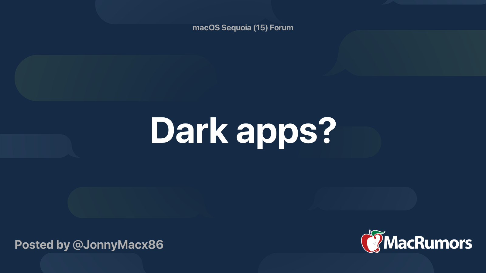 Dark apps? | MacRumors Forums