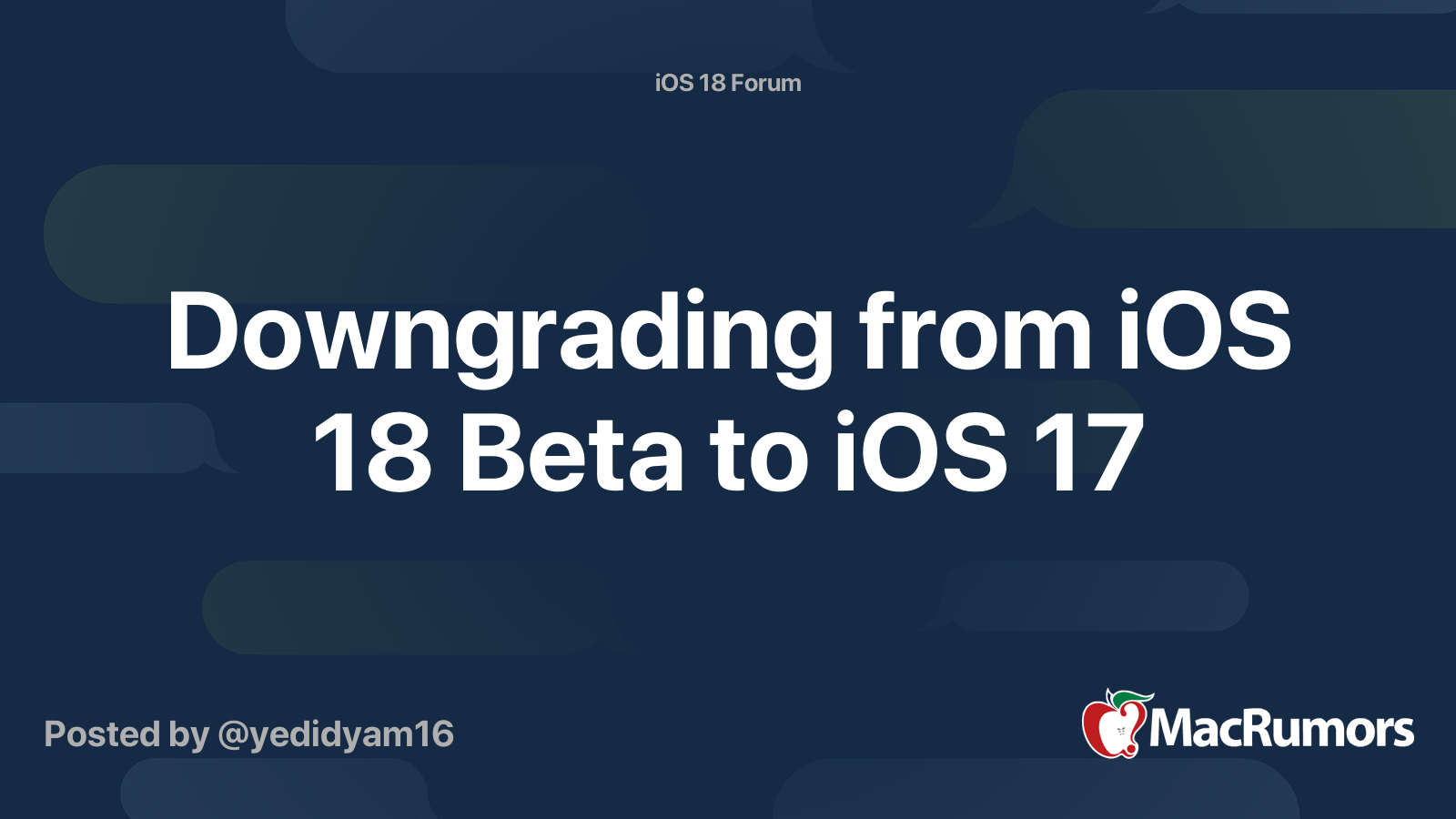 Downgrading from iOS 18 Beta to iOS 17 | MacRumors Forums