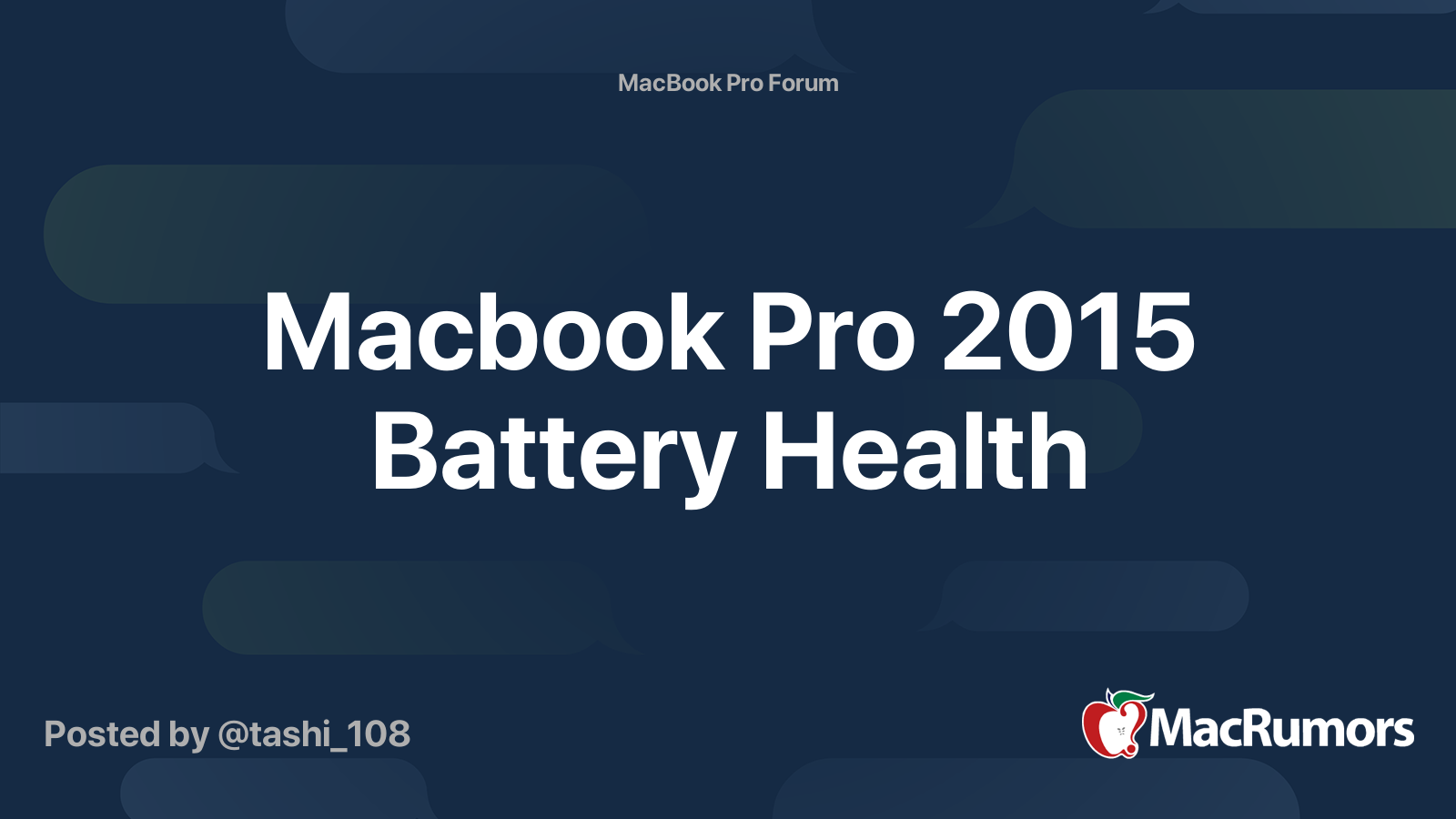 Macbook Pro 2015 Battery Health | MacRumors Forums