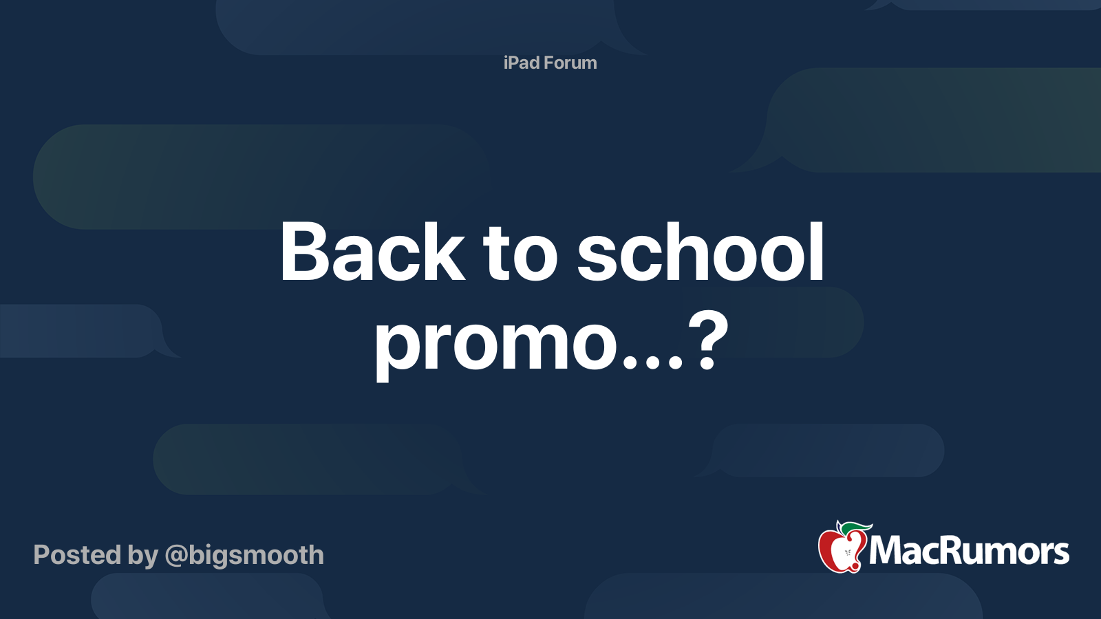 Back to school promo...? | MacRumors Forums