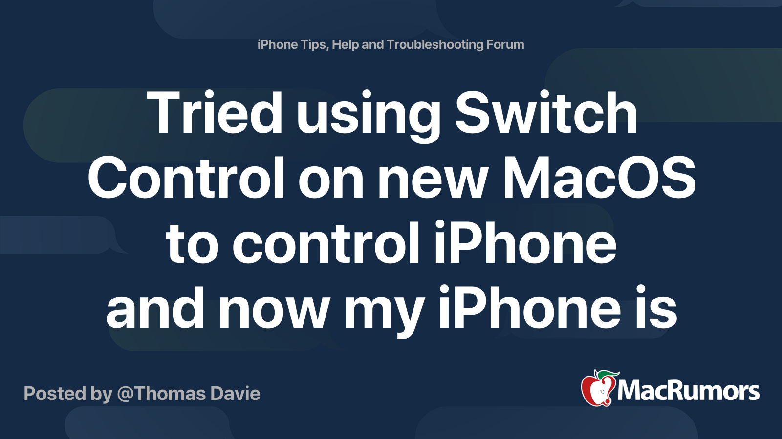 Tried using Switch Control on new MacOS to control iPhone and now my ...