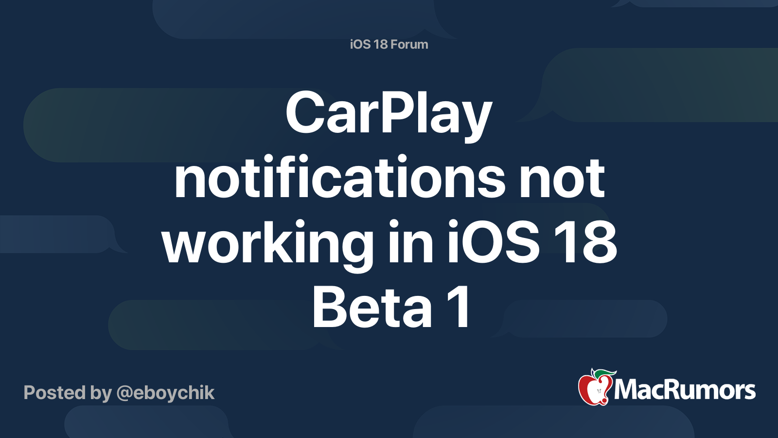 CarPlay notifications not working in iOS 18 Beta 1 | MacRumors Forums