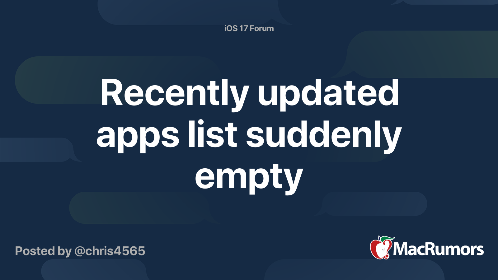 Recently updated apps list suddenly empty | MacRumors Forums