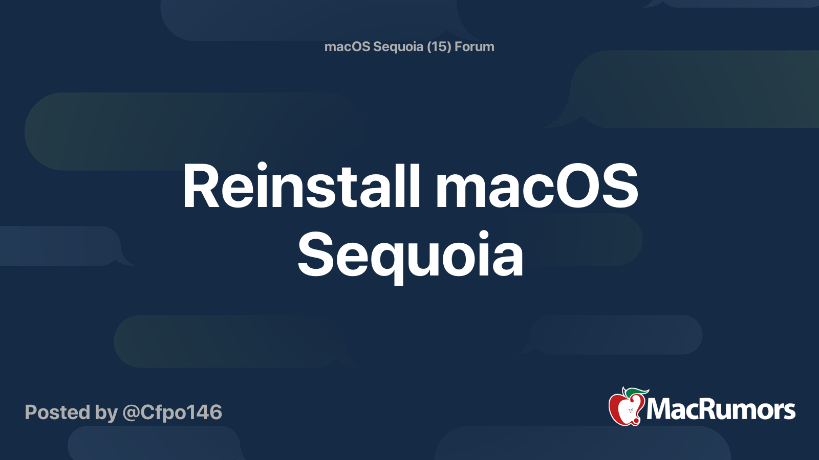 Reinstall macOS Sequoia | MacRumors Forums
