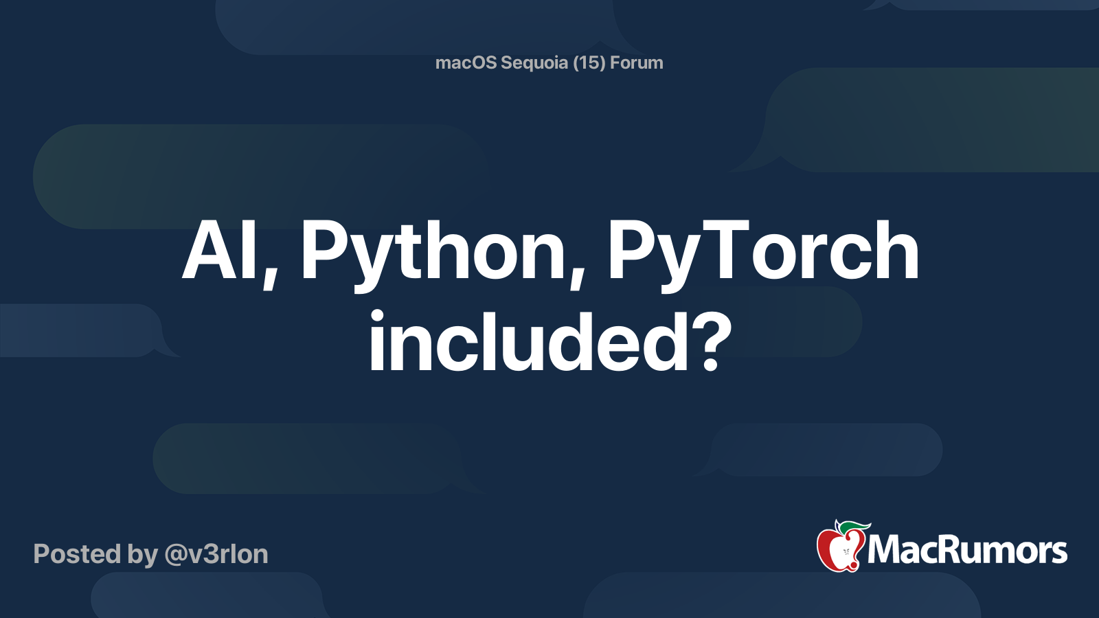 AI, Python, PyTorch included? | MacRumors Forums
