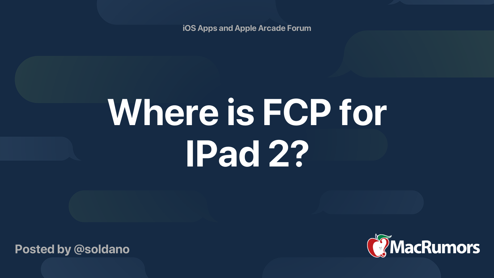 Where is FCP for IPad 2? | MacRumors Forums