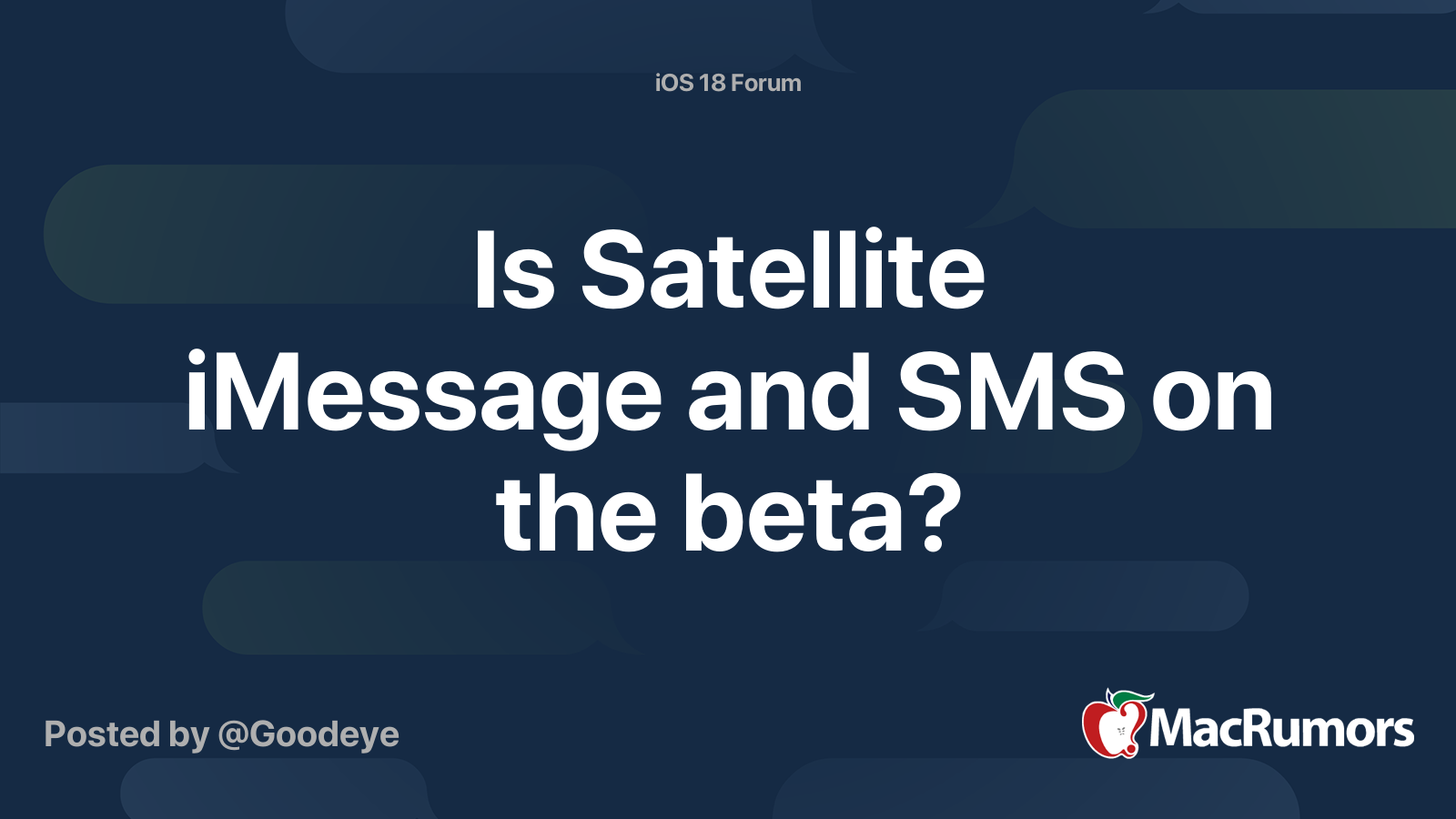 Is Satellite iMessage and SMS on the beta? | MacRumors Forums
