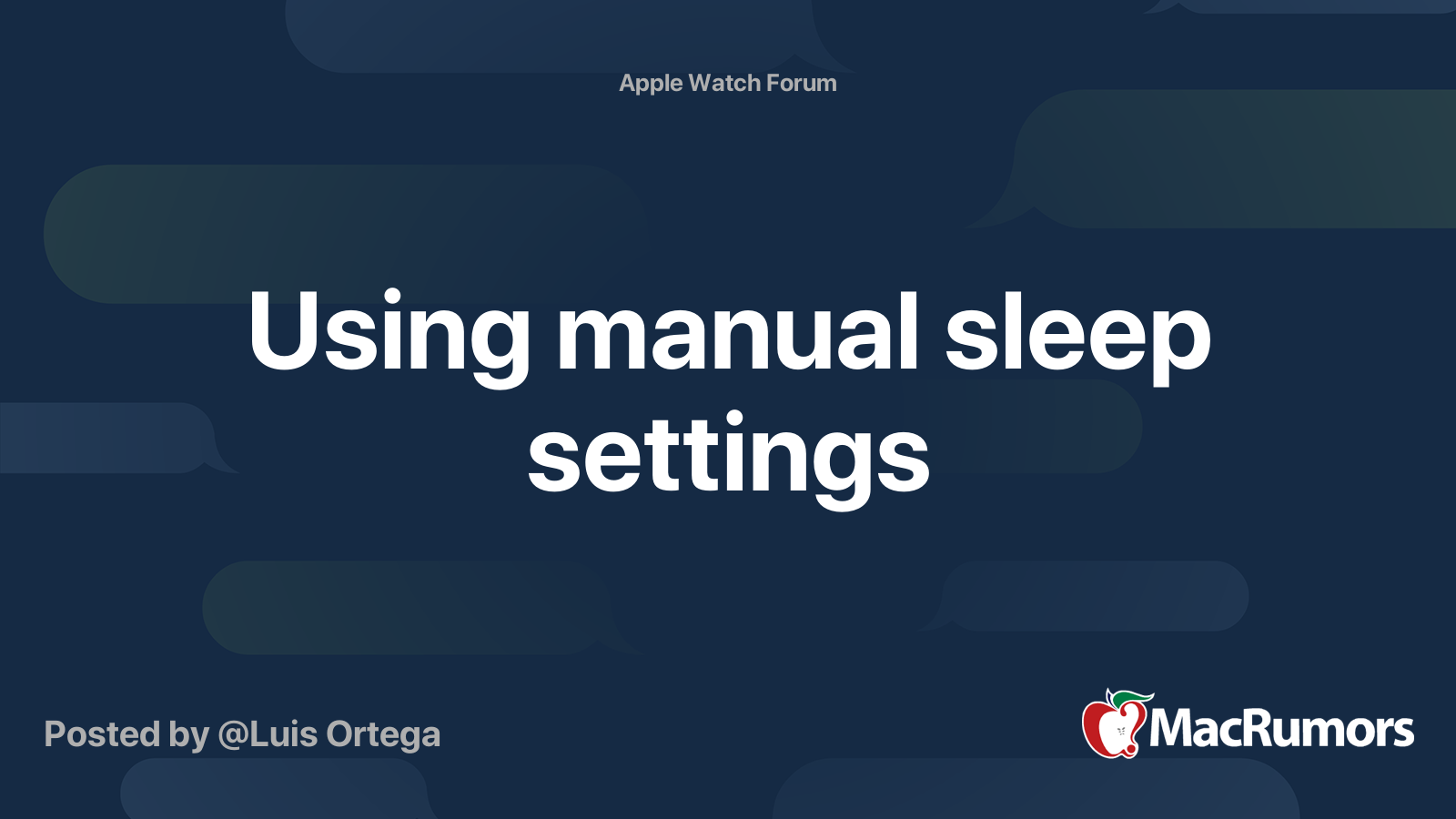Using manual sleep settings | MacRumors Forums