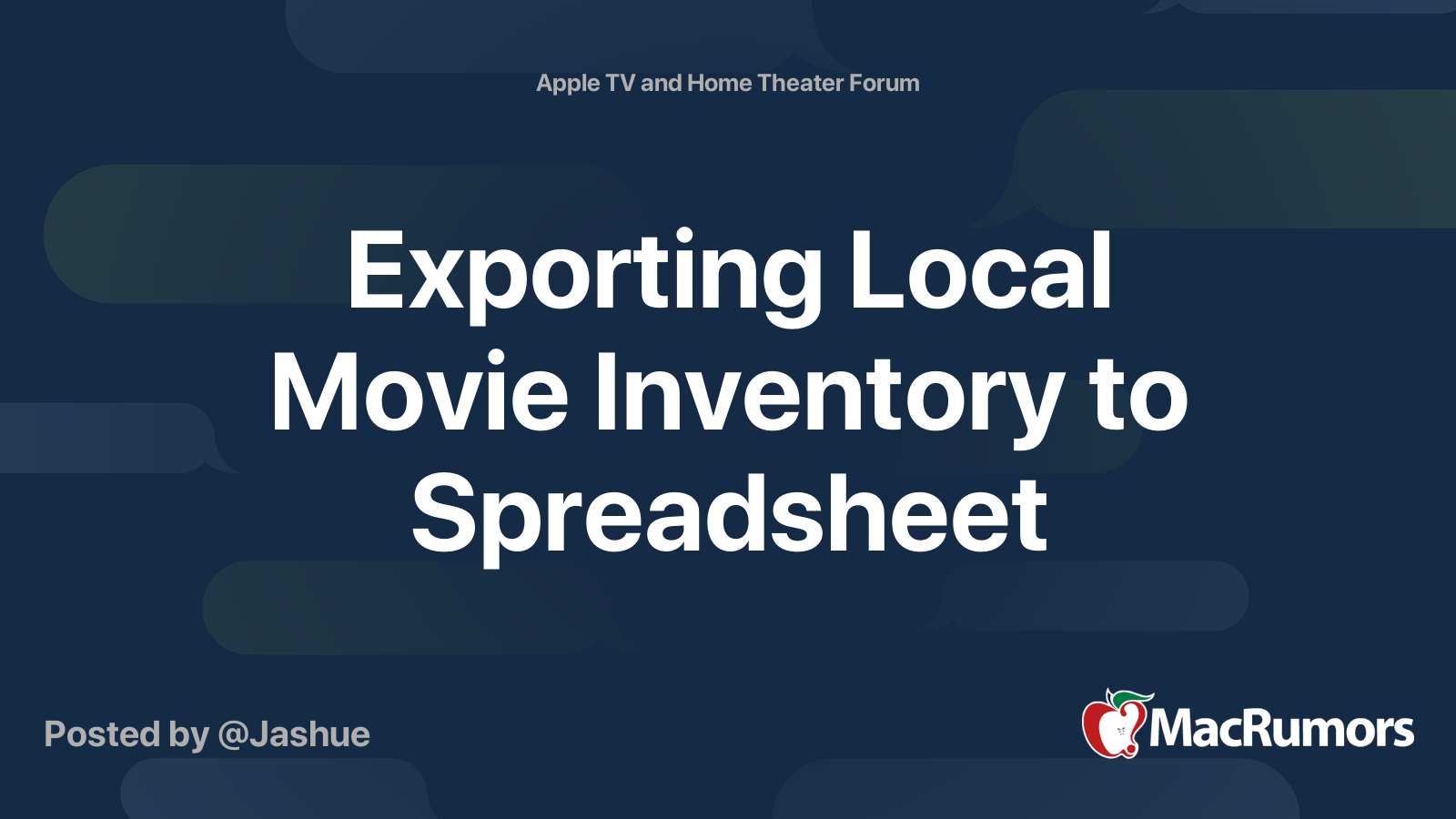 Exporting Local Movie Inventory to Spreadsheet | MacRumors Forums