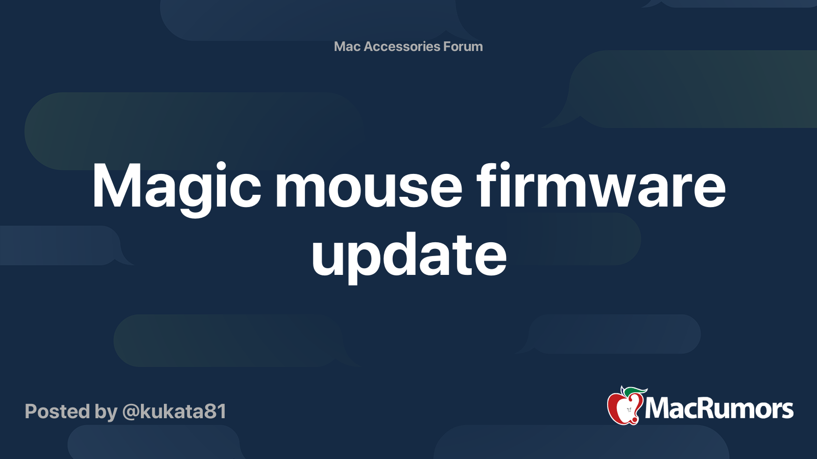 Magic mouse firmware update | MacRumors Forums