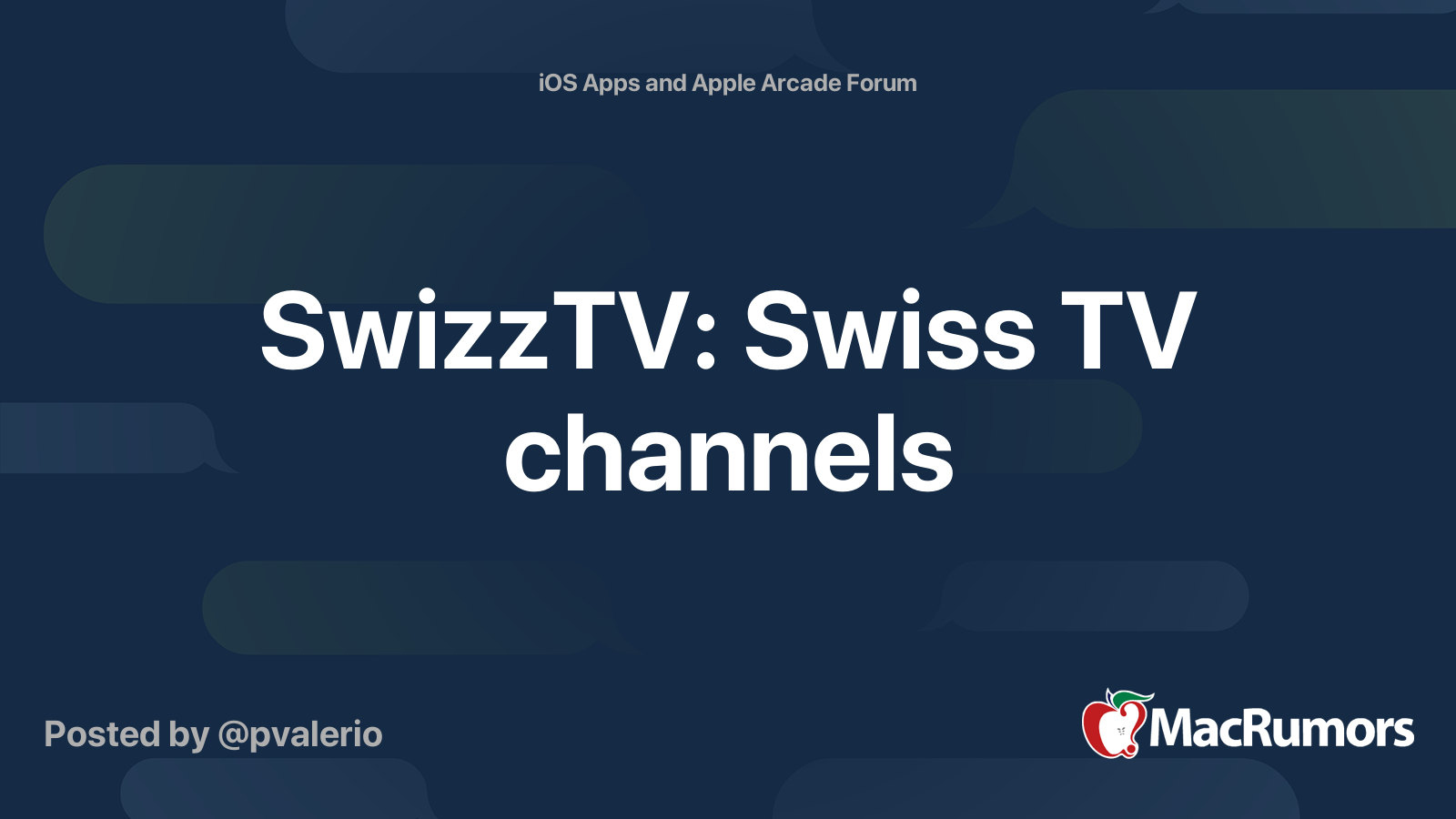 SwizzTV: Swiss TV channels | MacRumors Forums