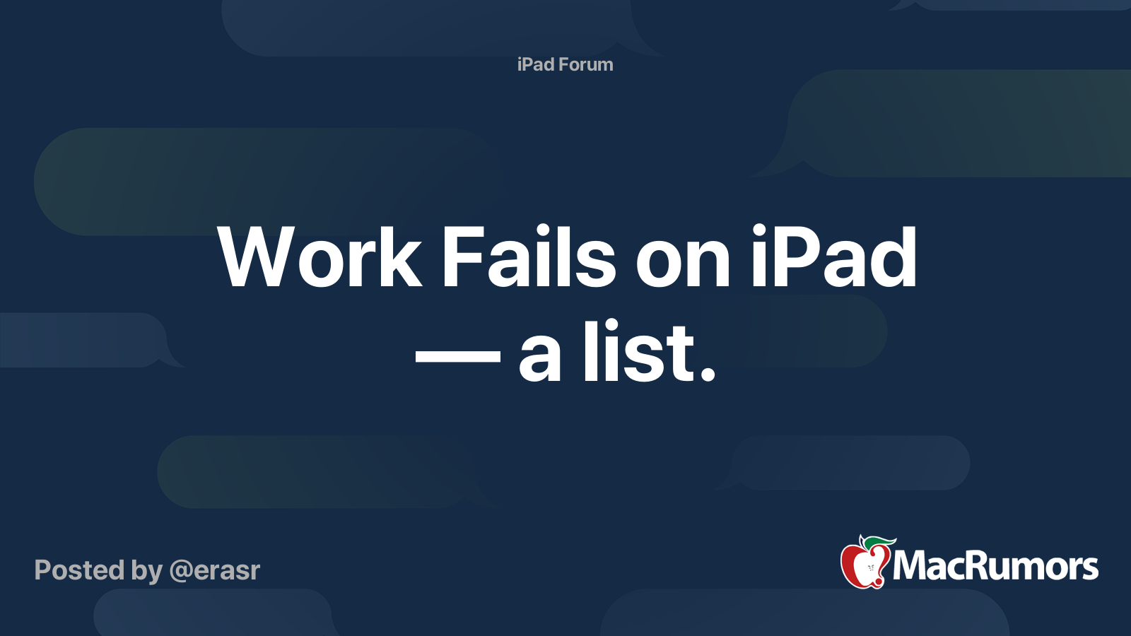 Work Fails on iPad — a list. | MacRumors Forums