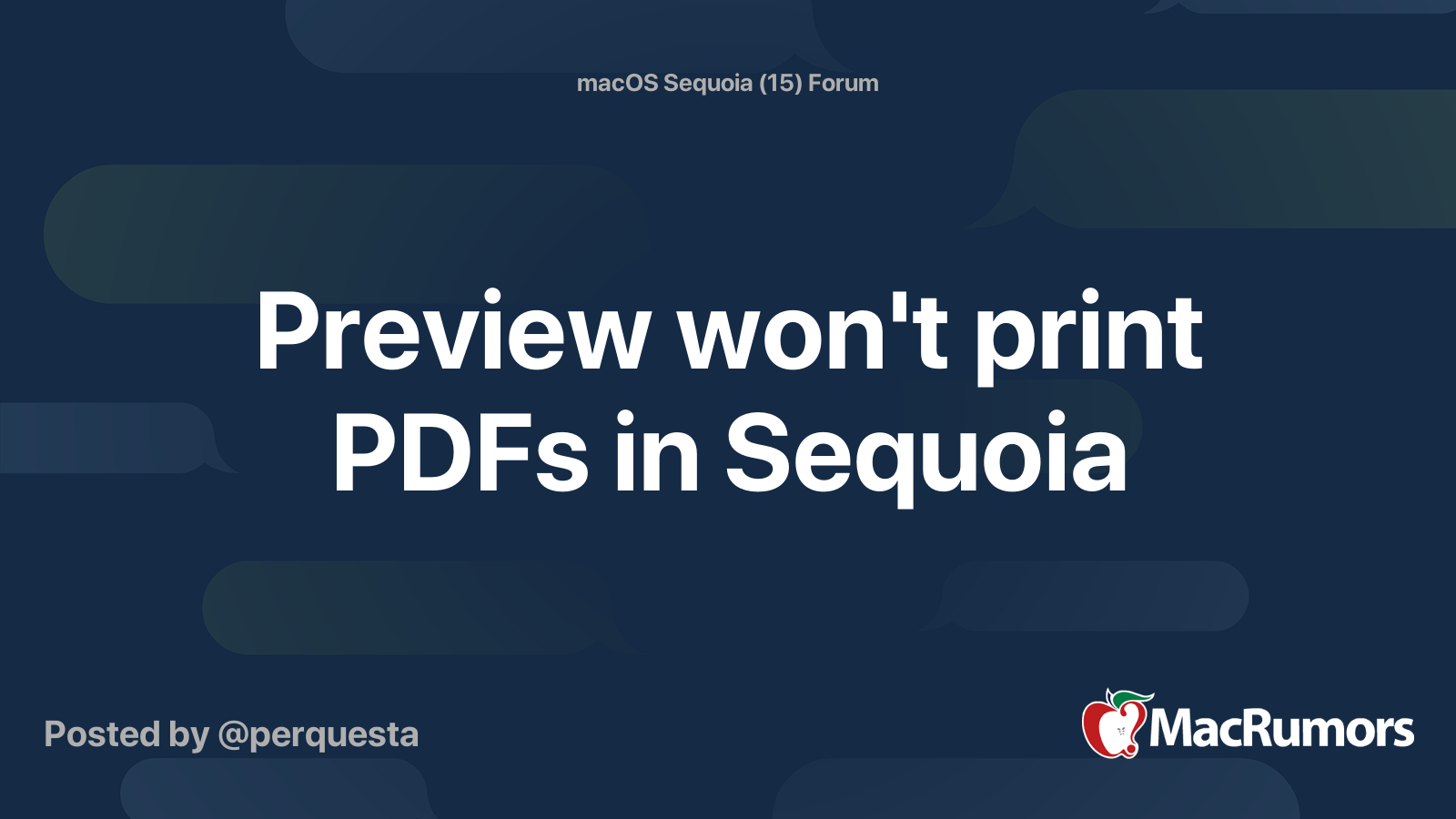 Preview won't print PDFs in Sequoia | MacRumors Forums