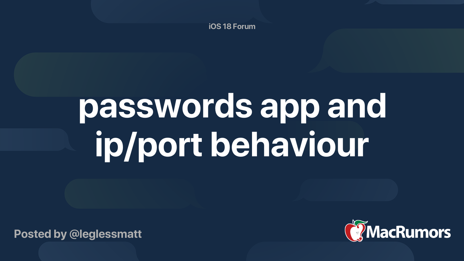 passwords app and ip/port behaviour | MacRumors Forums