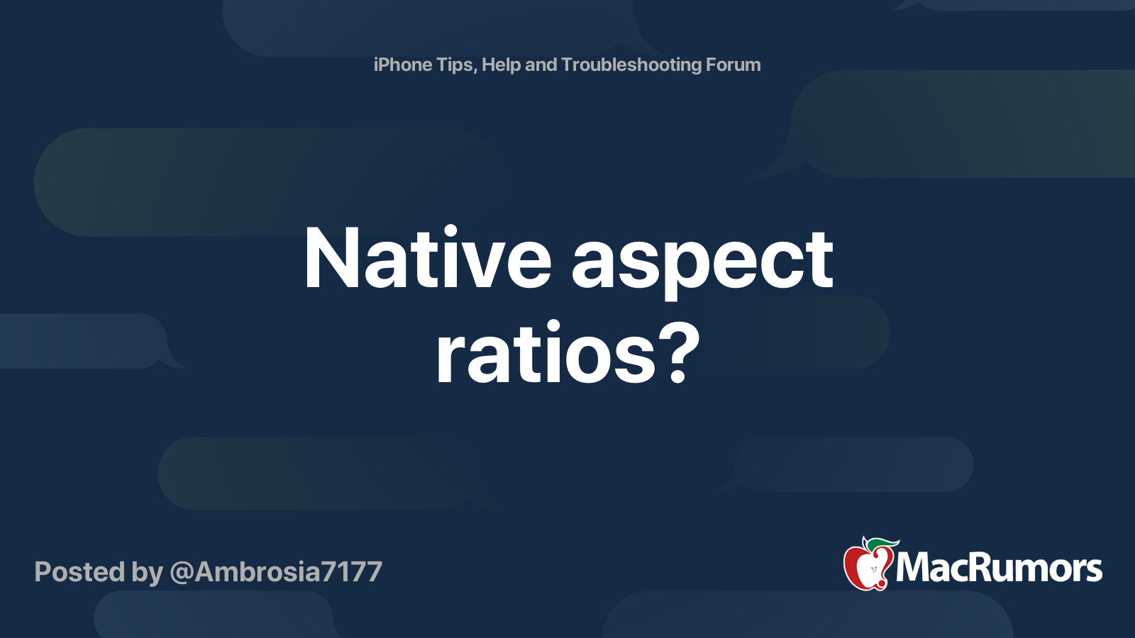 Native aspect ratios? | MacRumors Forums