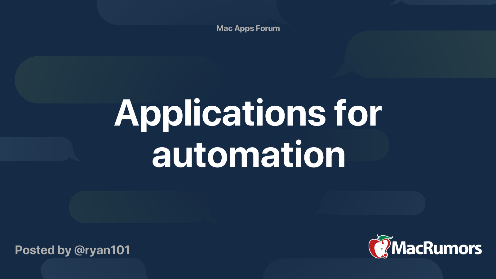 Applications for automation | MacRumors Forums