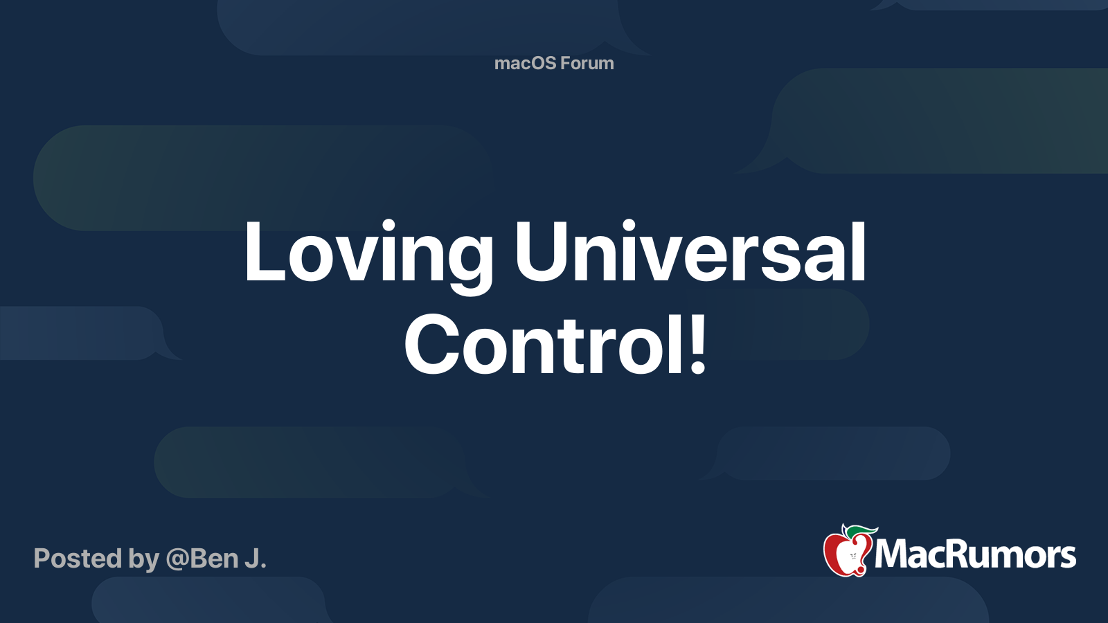 Loving Universal Control! | MacRumors Forums