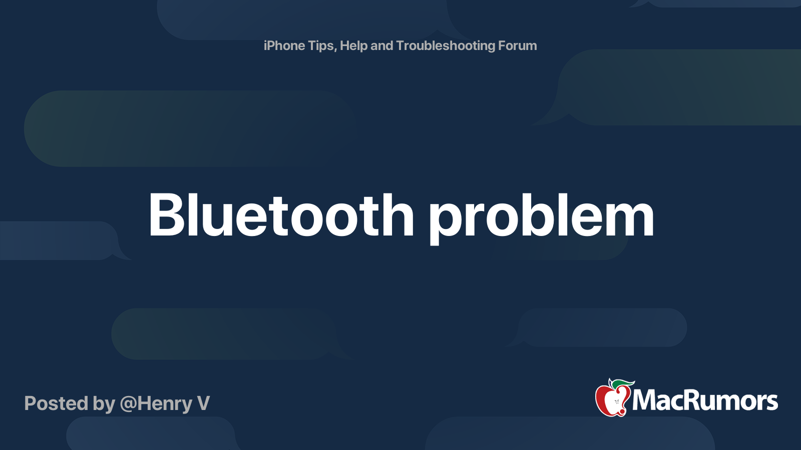 Bluetooth problem | MacRumors Forums