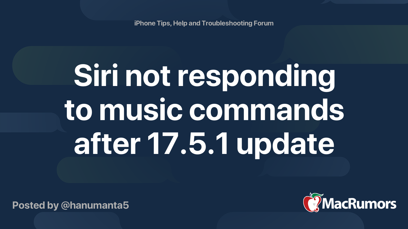 Siri not responding to music commands after 17.5.1 update | MacRumors Forums