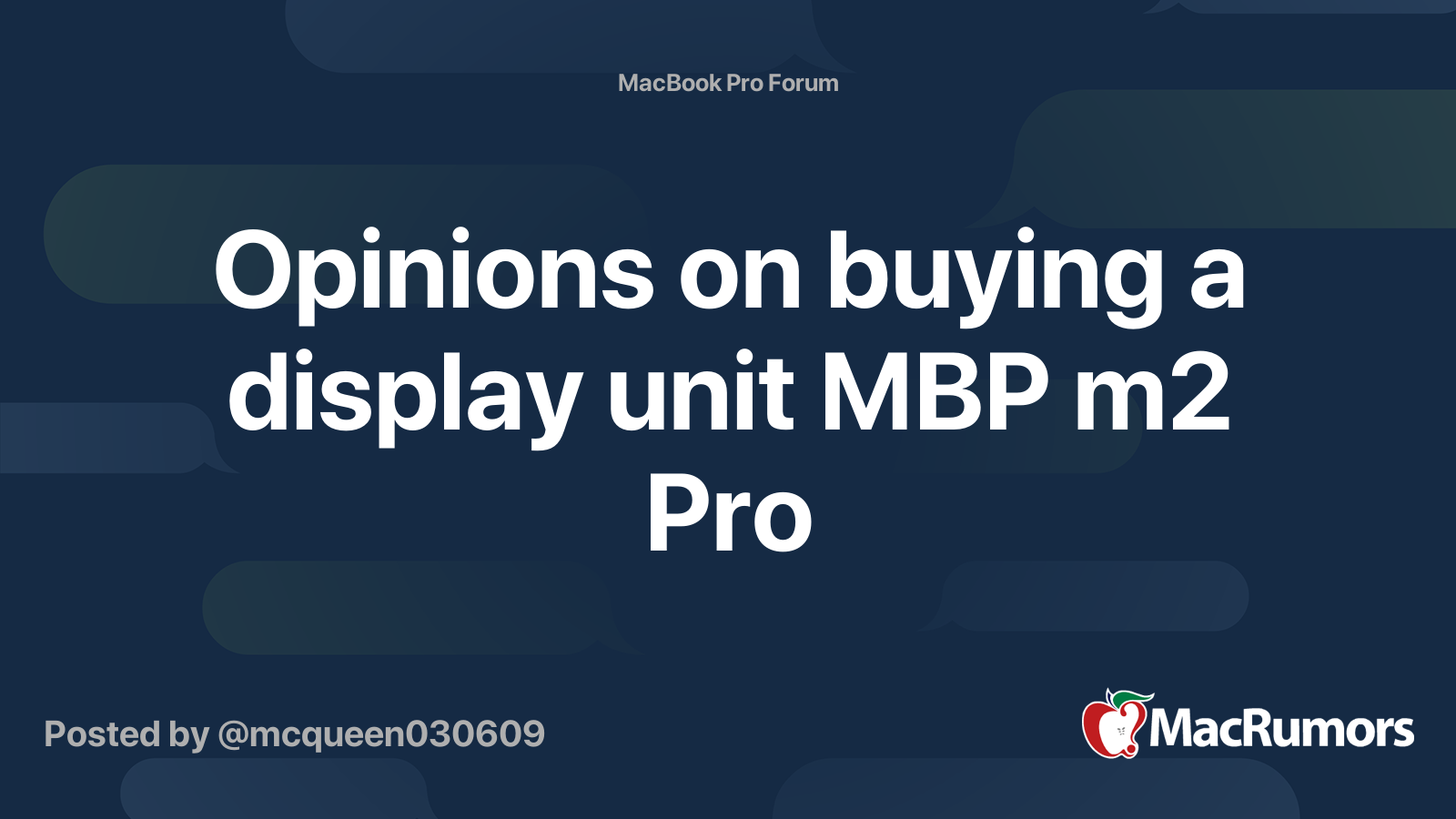 Opinions on buying a display unit MBP m2 Pro | MacRumors Forums