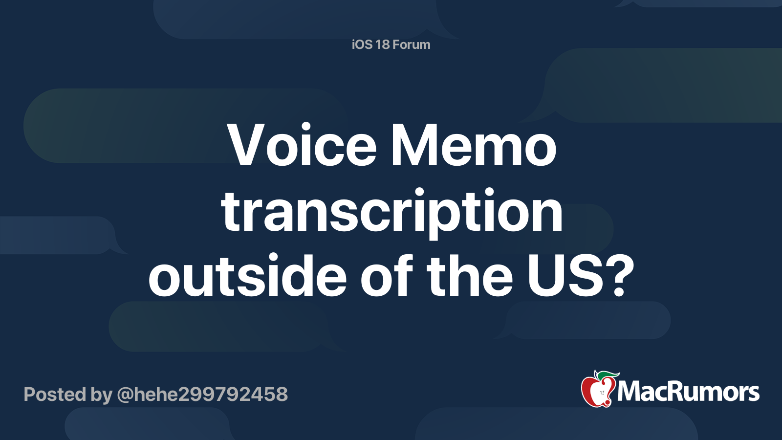 Voice Memo transcription outside of the US? | MacRumors Forums