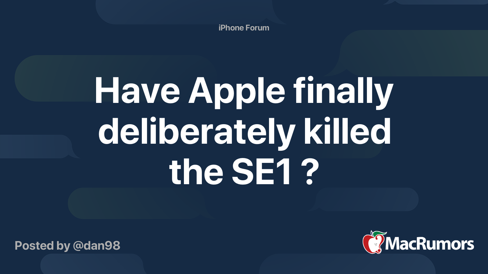 Have Apple finally deliberately killed the SE1 ? | MacRumors Forums