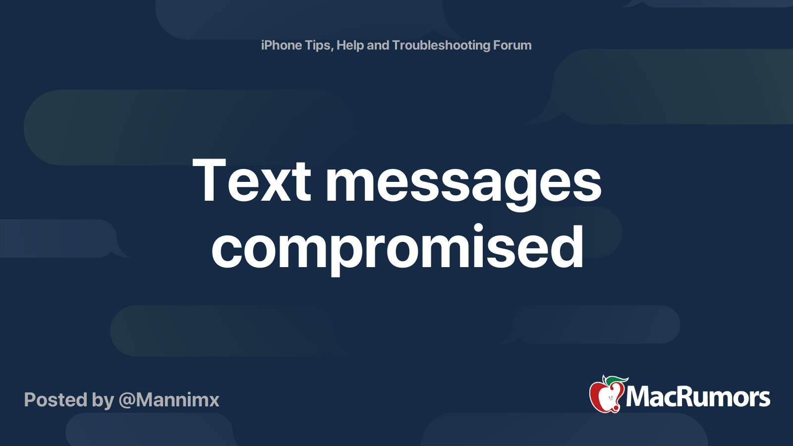 Text messages compromised | MacRumors Forums