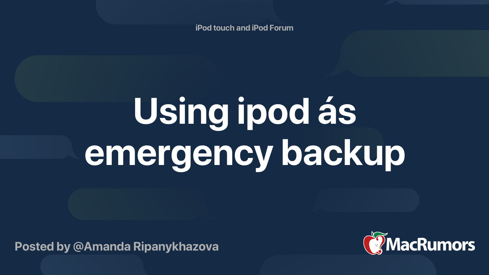 Using ipod ás emergency backup | MacRumors Forums