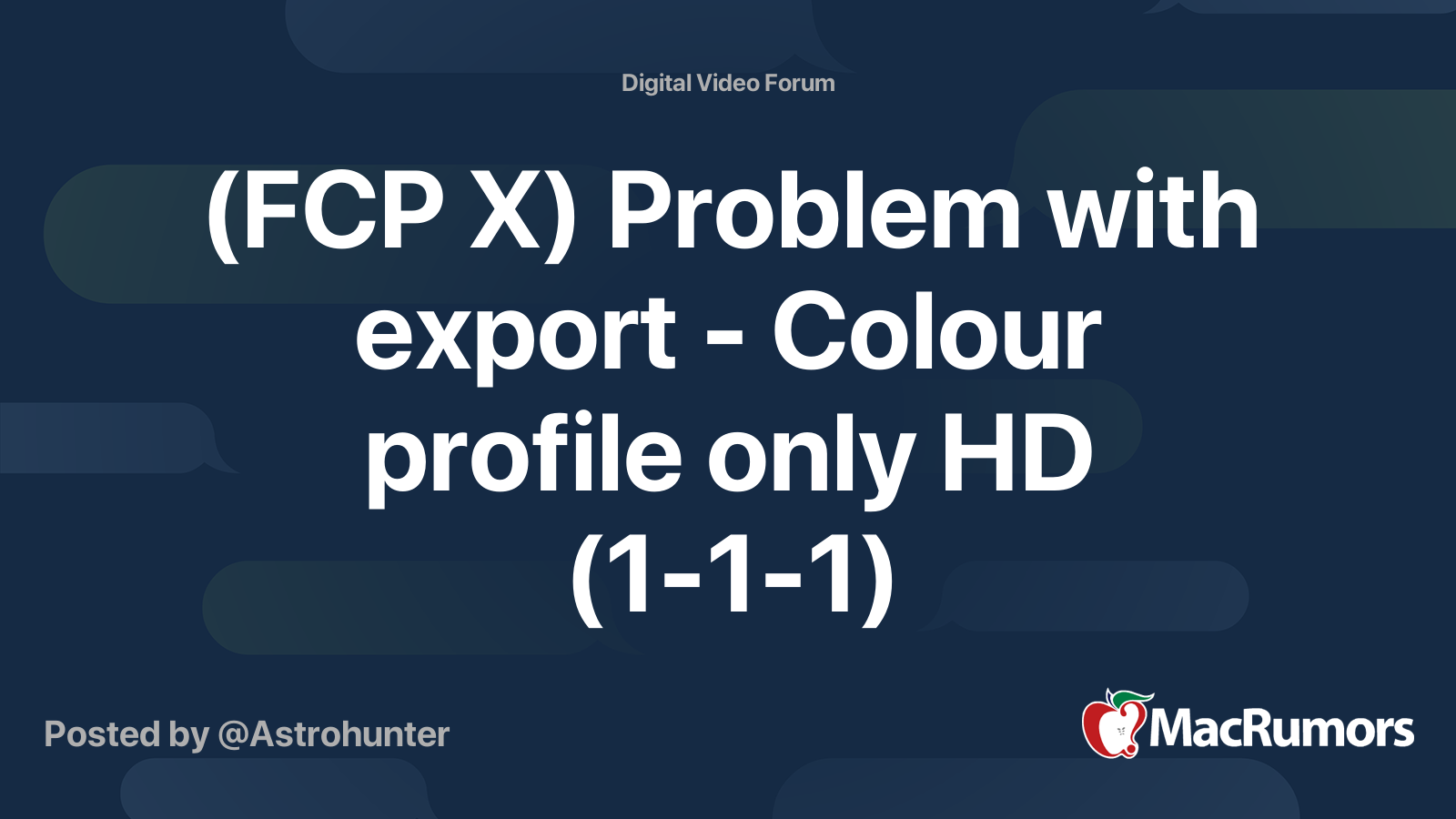 (FCP X) Problem with export - Colour profile only HD (1-1-1 ...