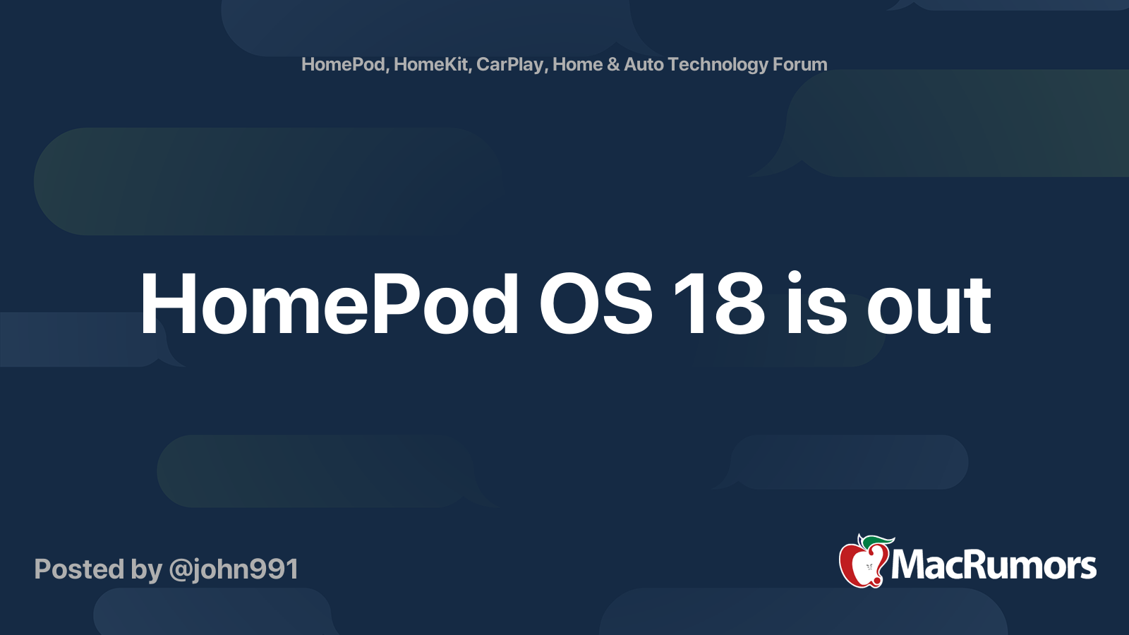 HomePod OS 18 is out | MacRumors Forums