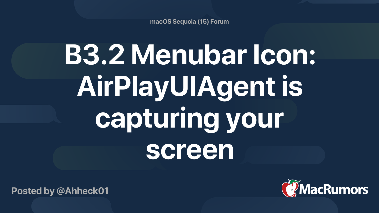 B3.2 Menubar Icon: AirPlayUIAgent is capturing your screen | MacRumors ...