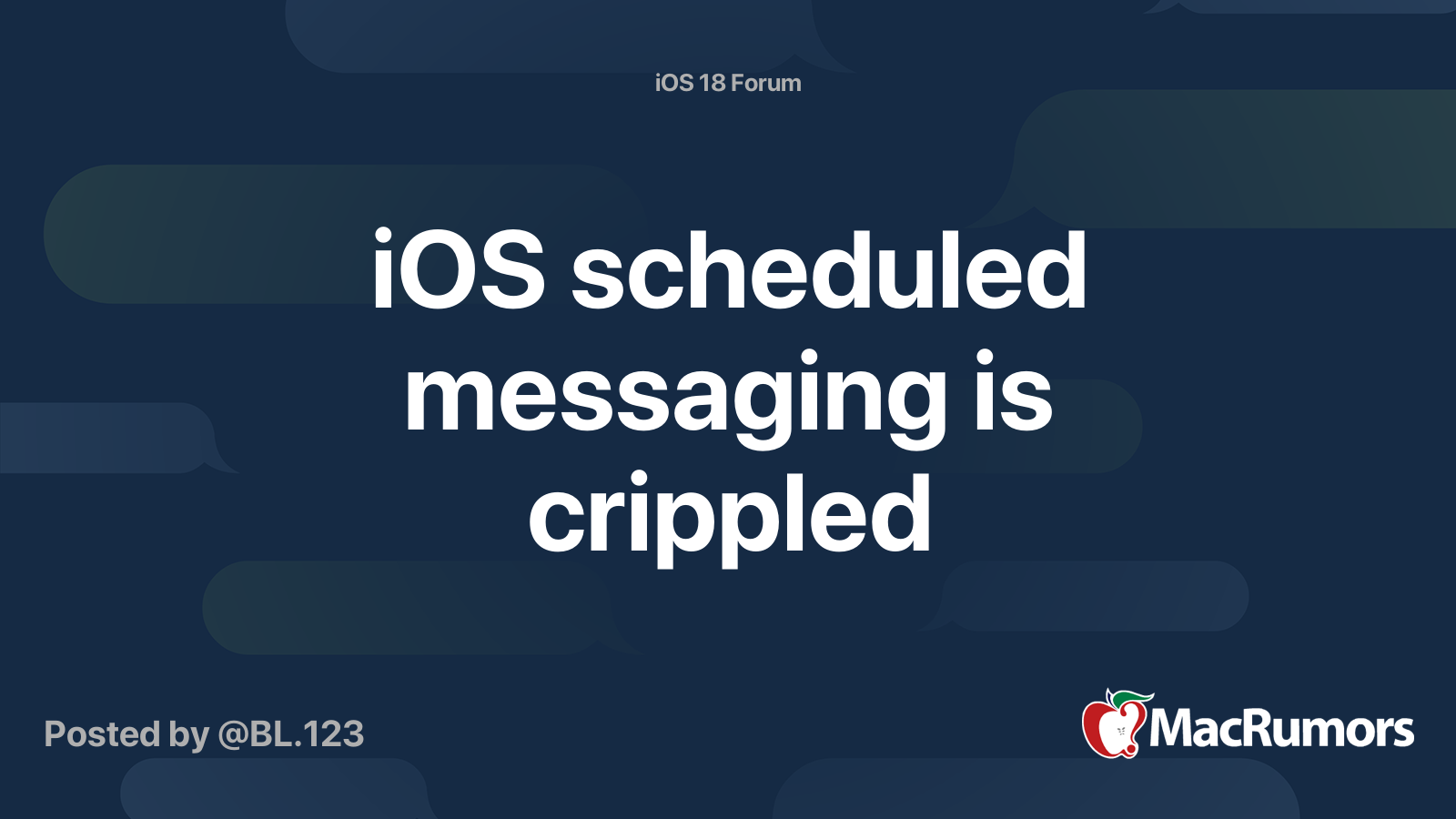 iOS scheduled messaging is crippled | MacRumors Forums