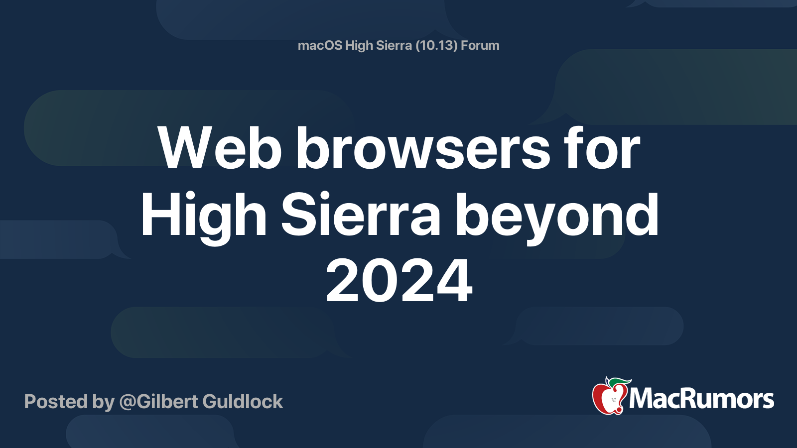 Web browsers for High Sierra beyond 2024 | MacRumors Forums