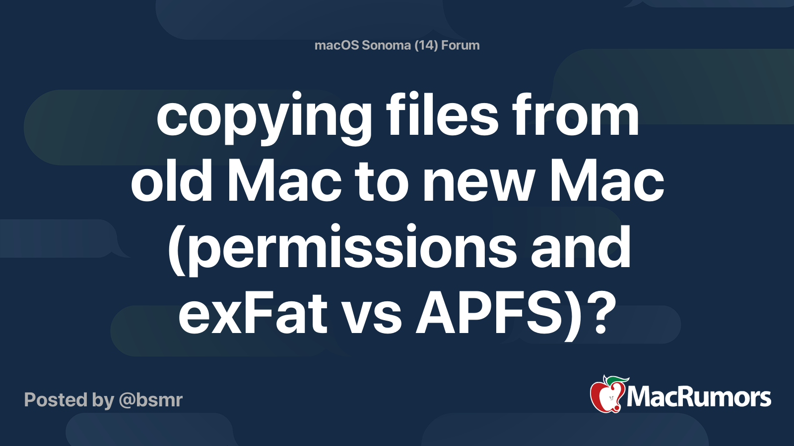 copying files from old Mac to new Mac (permissions and exFat vs APFS)? | MacRumors Forums