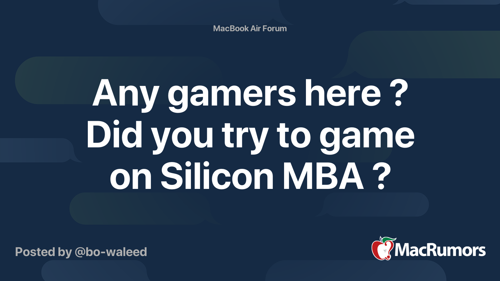 Any gamers here ? Did you try to game on Silicon MBA ? | MacRumors Forums
