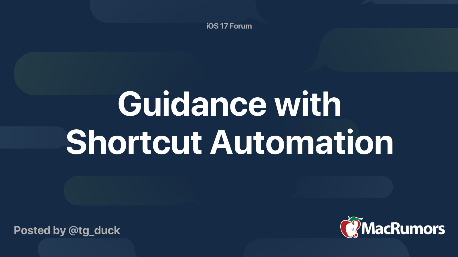 Guidance with Shortcut Automation | MacRumors Forums
