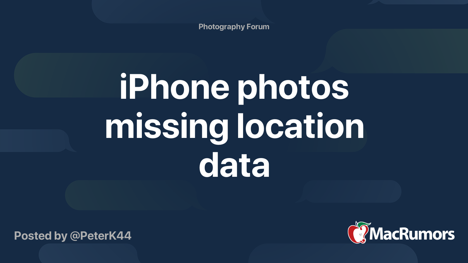 iPhone photos missing location data | MacRumors Forums
