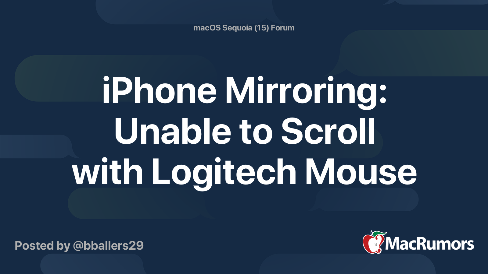 iPhone Mirroring: Unable to Scroll with Logitech Mouse | MacRumors Forums